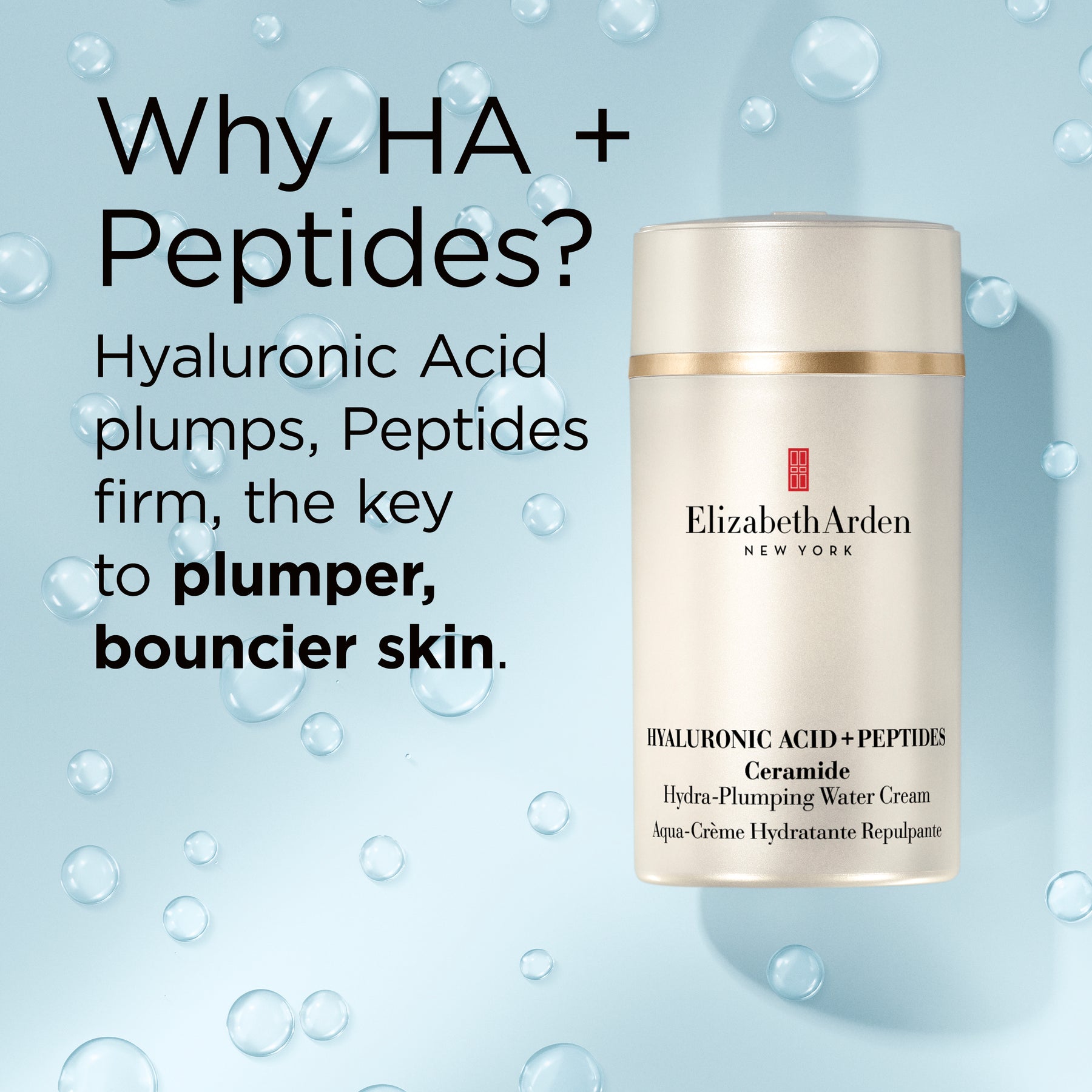 Hyaluronic Acid + Peptides Ceramide Hydra-Plumping Skincare Water Cream ...